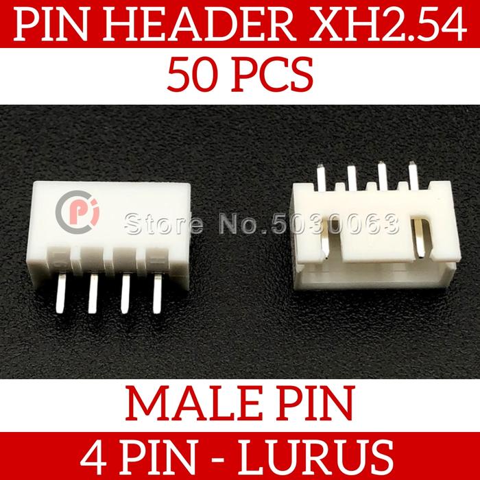 Jual Isi 50 Pcs Konektor Pin Header Male XH2.54 4 Pin 4P Lurus Straight ...