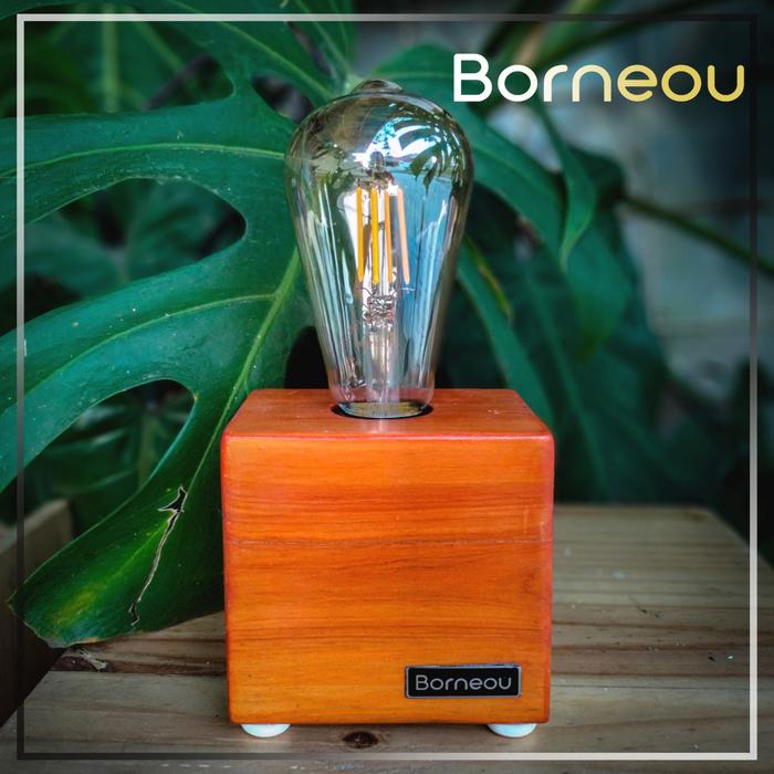 Jual Lampu Edison wooden block aesthetic lamp filament modern retro ...