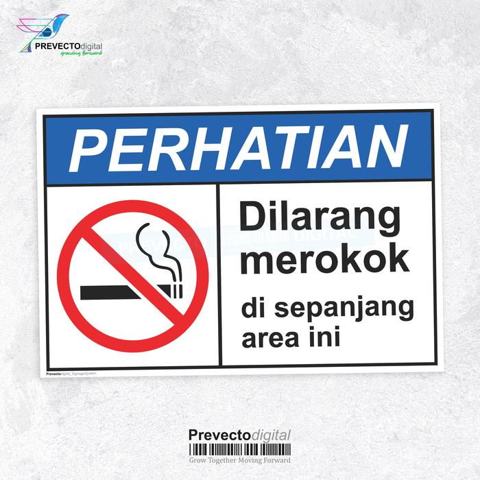 Jual Sticker Safety Sign K3 ANSI Dilarang Merokok Di Sepanjang Area Ini ...