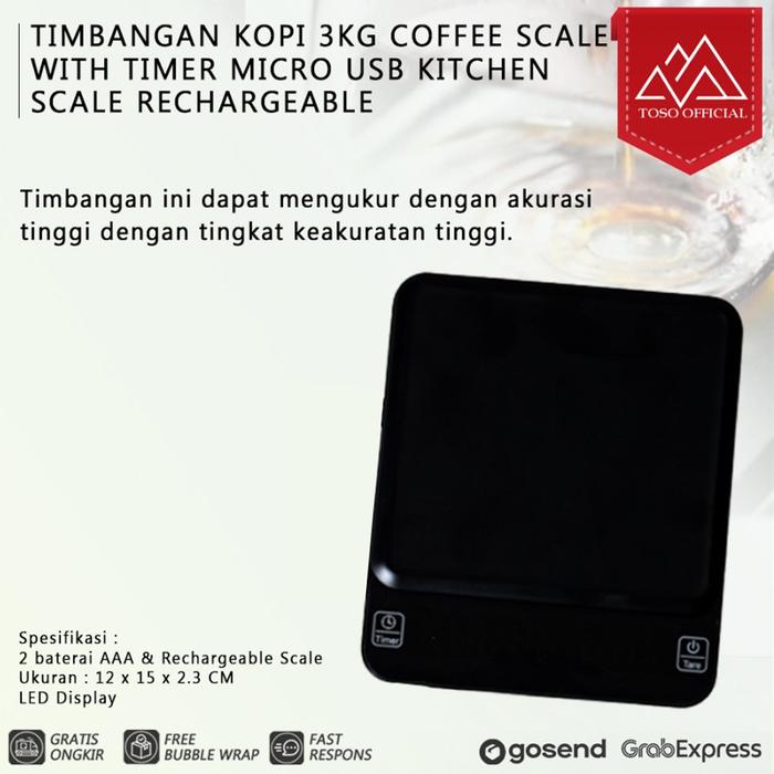Jual TIMBANGAN KOPI 3KG COFFEE SCALE WITH TIMER MICRO USB RECHARGEABLE - Jakarta Pusat - Toso ...