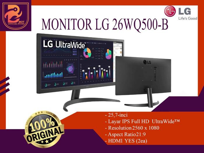 Jual Monitor LG 26WQ500 / 26WQ500-B Ultrawide Full-HD IPS FreeSync 75Hz ...