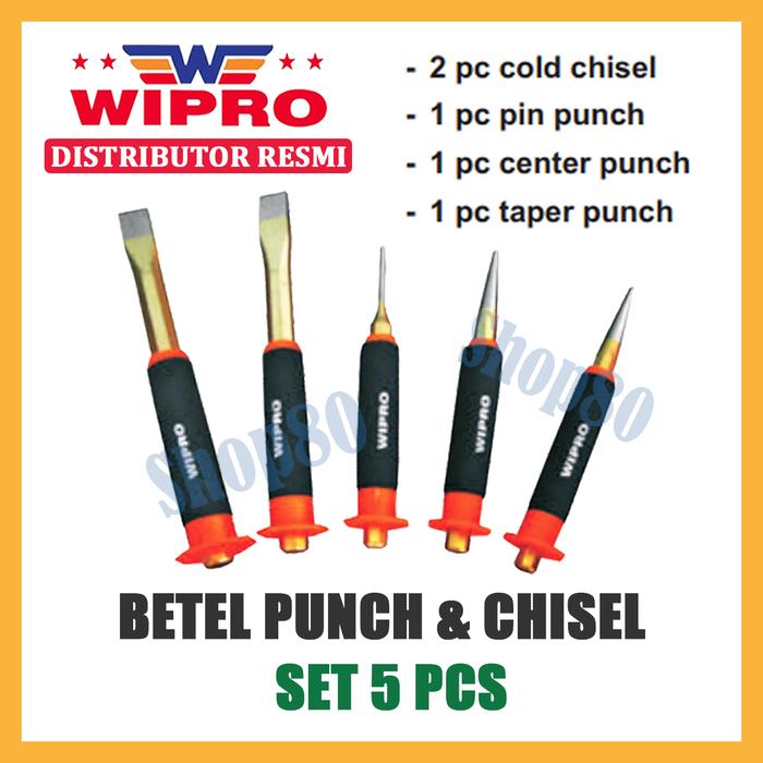 Jual Wipro Penanda Titik Bor Betel Pahat Center Pin Punch Chisel 1 set ...