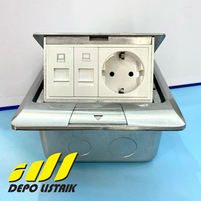 Jual Boss / Stop Kontak Lantai / Stop kontak + double outlet data cat6 ...
