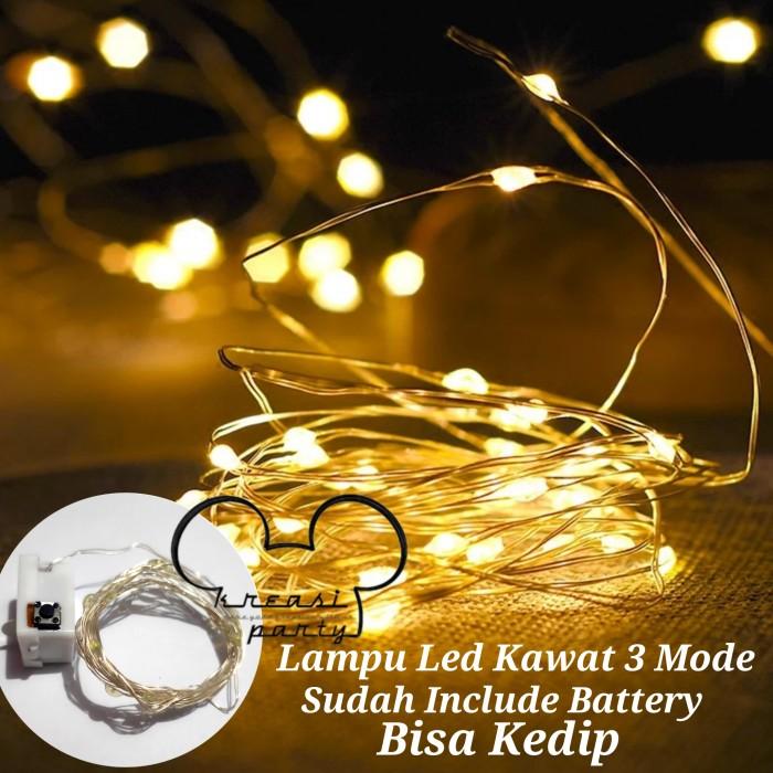 Promo Lampu LED Kawat Warm White 1 M / Lampu Hias LED Baterai / Lampu ...