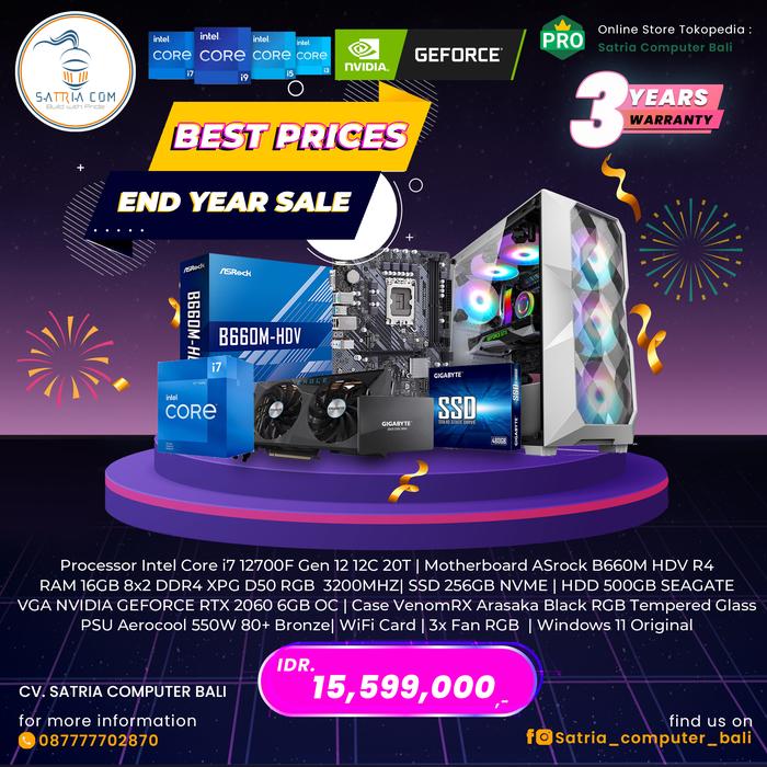 Jual PC RAKIT GAMING INTEL CORE I7 12700F/16GB/RTX 2060/SSD 256+HDD ...