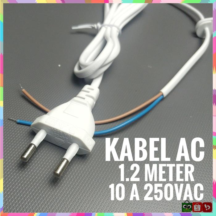 Jual Kabel AC Warna Putih 1.2 meter 10A 250VAC 120cm 2 pin MURAH 2X0 ...