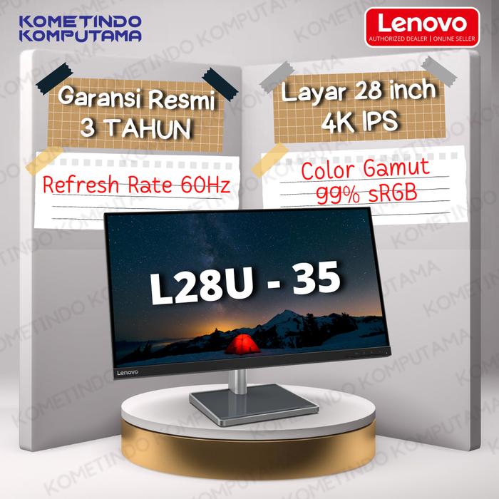 Jual L28U-35 28" LENOVO LED Monitor UHD 4K IPS HDMI DP 60Hz, 99% sRGB ...