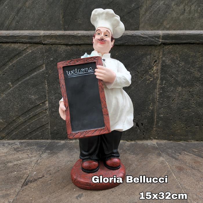 Jual patung koki menu welcome pajangan chef dekorasi dapur bakery cafe ...