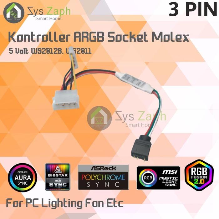 Jual New Controller Argb Pc Fan / Led 3 Pin 5V Molex Addressable Rgb Id ...