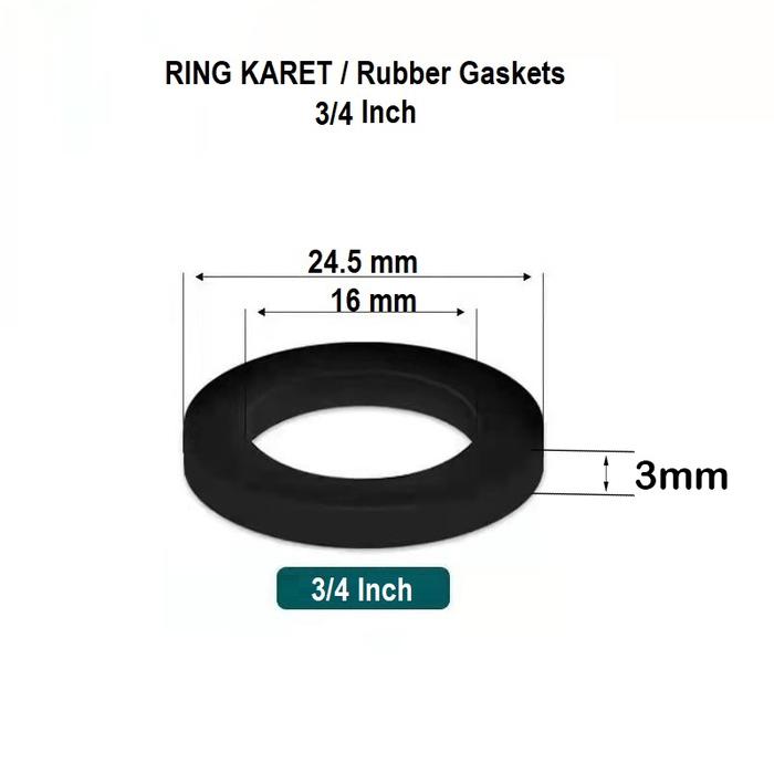 Jual Ring Karet 3/4 Inch Rubber seals Ring Karet 3/4" HITAM OC25H - Kab ...