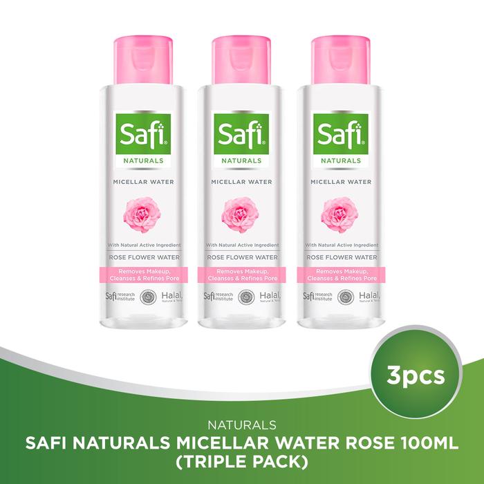 Promo SAFI - Naturals Micellar Water - With Rose 100 ml - TRIPLE PACK ...