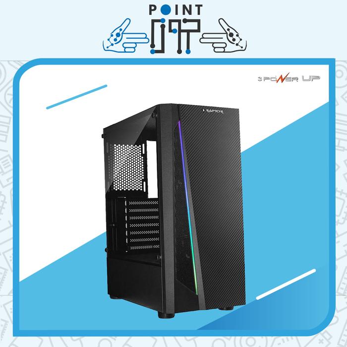 Jual Casing PC Gaming Power Up Raptor Black Strike 1632 RGB ATX Gaming ...