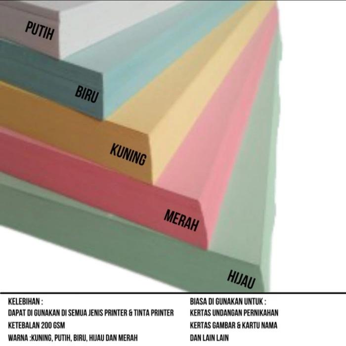 Jual Kartu tik plano/ Ktik Putih merah kuning biru hijau 200 gr (79 x ...