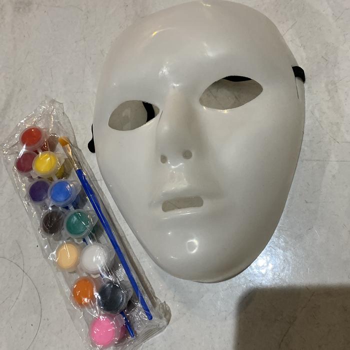 Jual Topeng lukis warna putih polos satu set dengan cat - Jakarta ...
