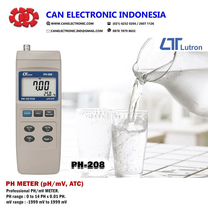 Jual PH Meter LUTRON PH-208 unit meter saja belum termasuk PH Probe ...