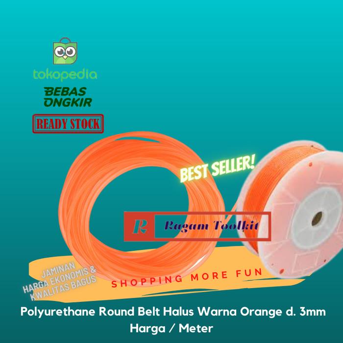 Jual Polycord / Round Belt PU 3mm import / Orange Bancord PU 3mm Meteran - Jakarta Utara - Ragam ...