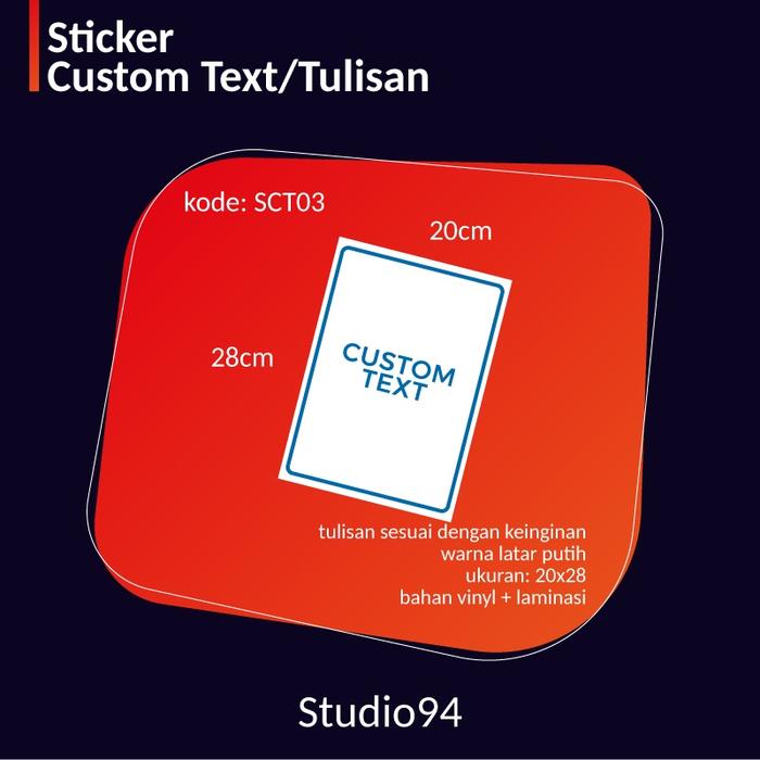 Jual Cetak Sticker Stiker Custom Text Tulisan Ukuran 25x10 Bahan Vinyl ...