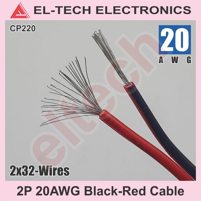 Jual 1 Meter 20AWG 2468 2P 2Pin 2 P Pin Red Black Cable Kabel Merah ...