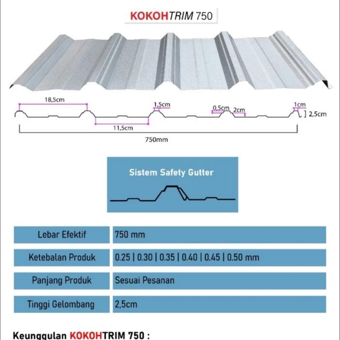 Jual atap spandek lebar 750mm/ 75cm tebal 0,5mm az100 - Kab. Tangerang ...