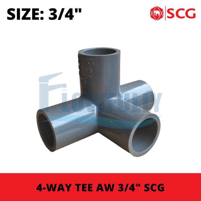 Jual 4 WAY TEE AW 3/4 INCH SCG PVC CROSS TEBAL TEE ELBOW 4 SUDUT 4 ...