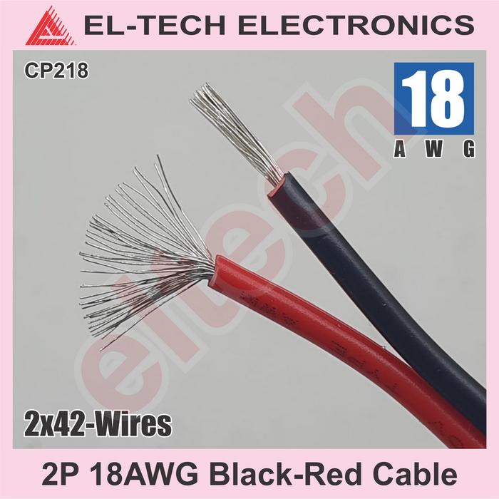 Jual 1 Meter 18AWG 2468 2P 2Pin 2 P Pin Red Black Cable Kabel Merah ...