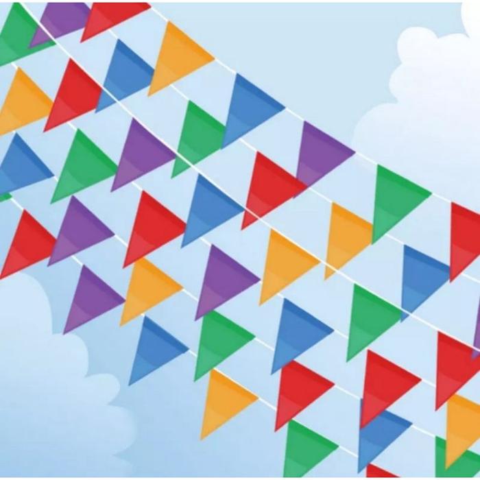 Jual Bendera Segitiga Warna-Warni / bendera umbul umbul kain 15 meter ...