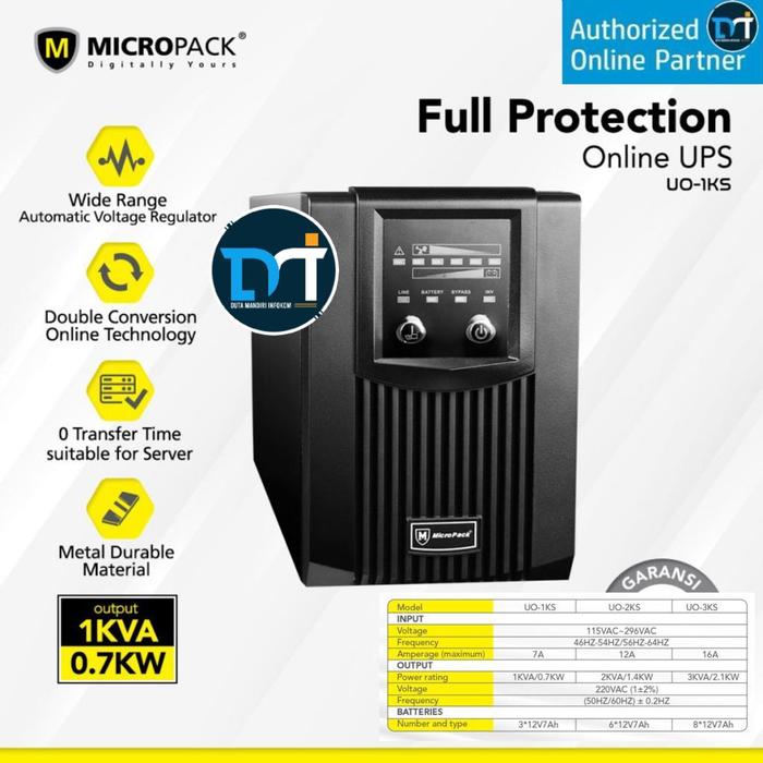 Jual UPS Micropack UO 1KS LED - 1000VA True Power Online UPS with AVR ...