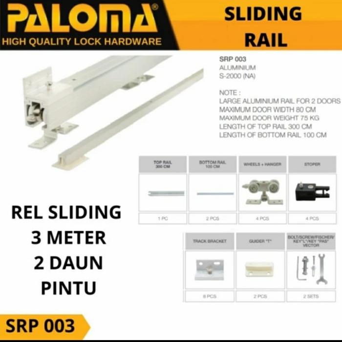 Jual SLIDING REL RAIL PALOMA PINTU GESER SRP 003 PANJANG 3 METER PER ...