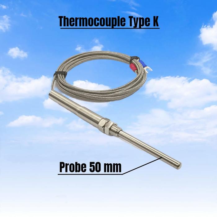 Promo Thermocouple type K M8 probe 50-200mm termokopel tipe K kabel 2M ...