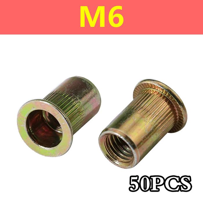 Jual 50PCS M6 Mur Rivet Nut Rivnut Kuning Besi Carbon Steel Nutsert Tanam - 50PCS - Kota ...