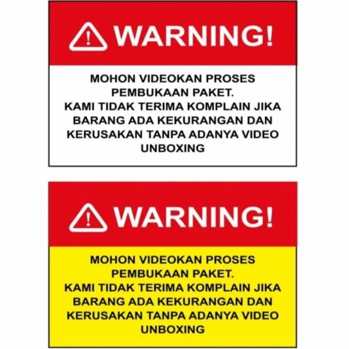 Jual STIKER LABEL 7,5x5cm UNBOXING WARNING. sticker ONLINE KARDUS.RAMBU ...