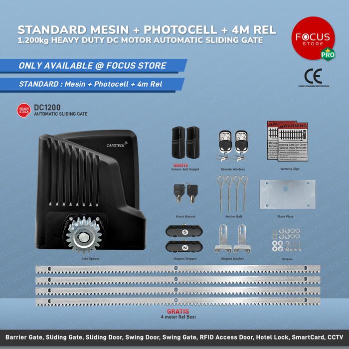 Jual 1200kg HeavyDuty DC Motor Sliding Gate Cardteck DC1200 Steel Worm ...