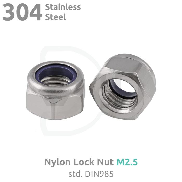 Jual DIN985 Nylon Hex Nut / Mur Nylon Hexa Stainless Steel M2.5 - Kota Tangerang - Fastener ID ...