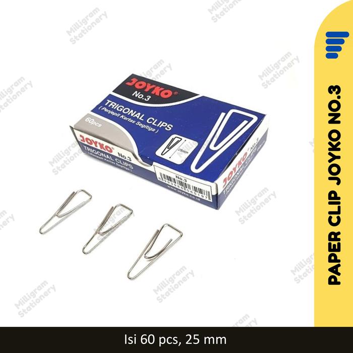 Jual Trigonal Paper Clip No.3 Joyko/ Klip Penjepit Kertas Segitiga ...