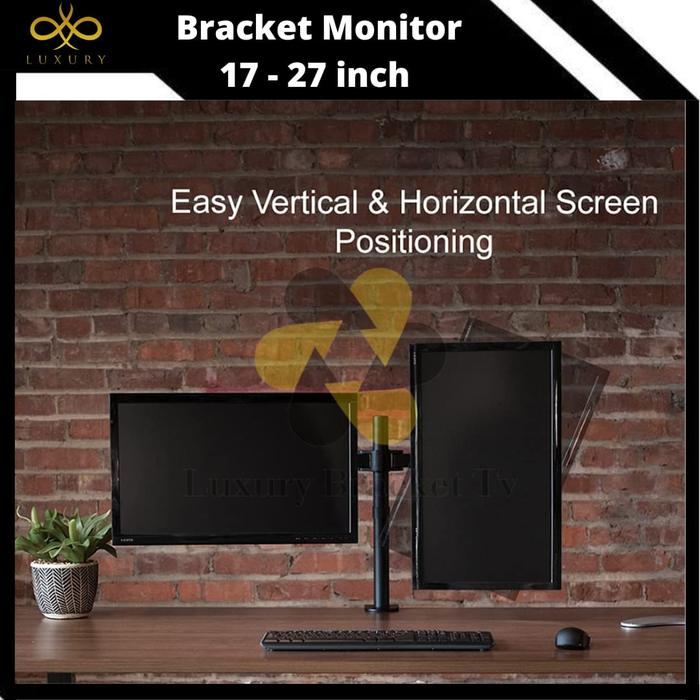 Jual Bracket Double Dual Monitor 13 - 30 Inch ARM Mount Stand Komputer ...