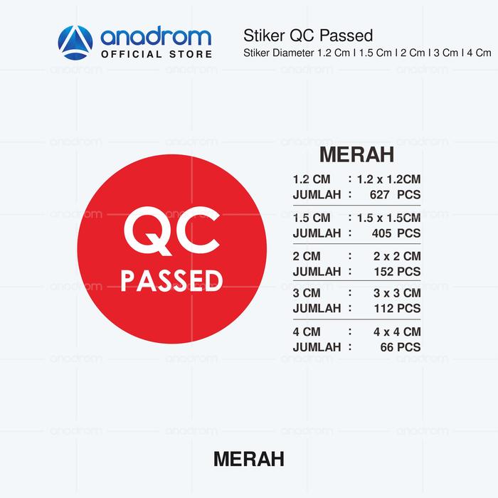 Jual Stiker label QC Passed | 1 Paket 625 pcs! | Anadrom - MERAH, 1.2 ...