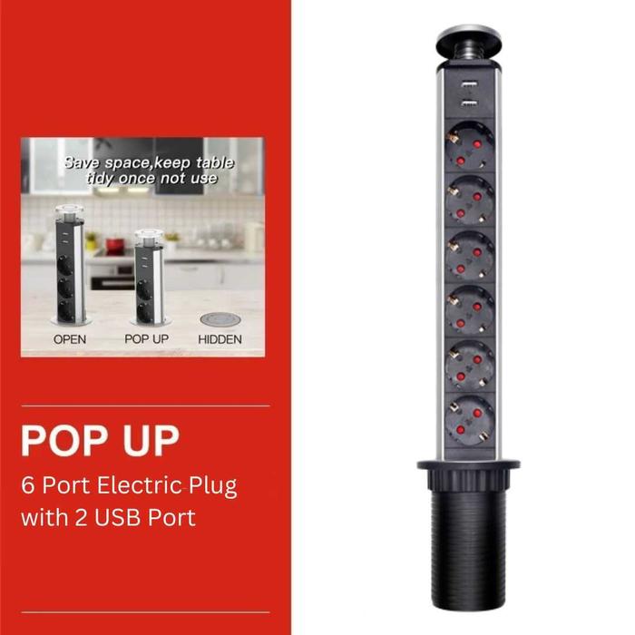 Jual Stop Kontak Meja Pop Up Bulat Tabung Plug Socket With USB Port ...