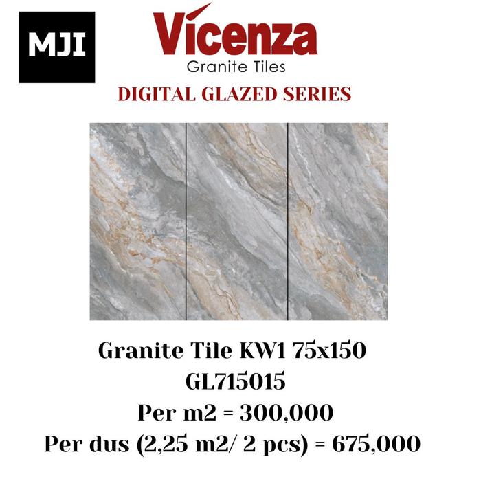 Jual Granite Tile Vicenza 75x150 Digital Glazed Motif Marmer Lantai ...
