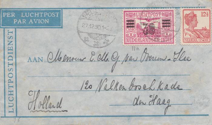 Jual A245 Perangko Surat Kuno Hindia Belanda To Den Haag Tahun 1930 ...