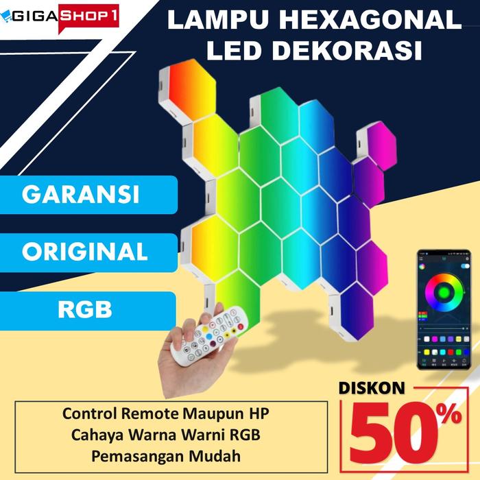 Jual Lampu Dekorasi Hias Dinding LED RGB Hexagonal Ruang Tamu Kamar ...