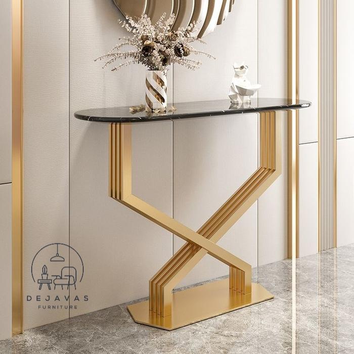 Jual Meja Konsul Stainless Gold Mirror Marmer Black - Meja Foyer Marmer ...