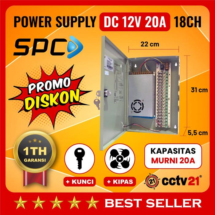 Jual SPC PSU Power Supply Box Panel DC 12V 20A 18CH Port Untuk CCTV LED ...
