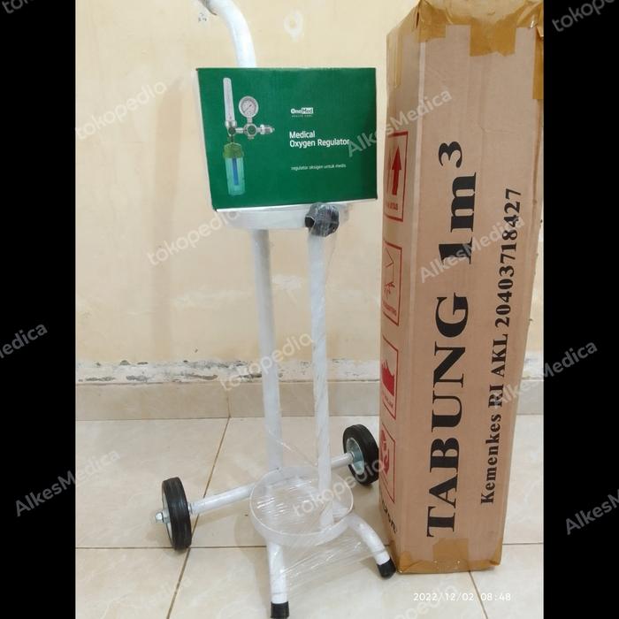 Jual oksigen oxygen 1m3 lengkap tabung oksigen trolly regulator onemed - Kab. Malang ...