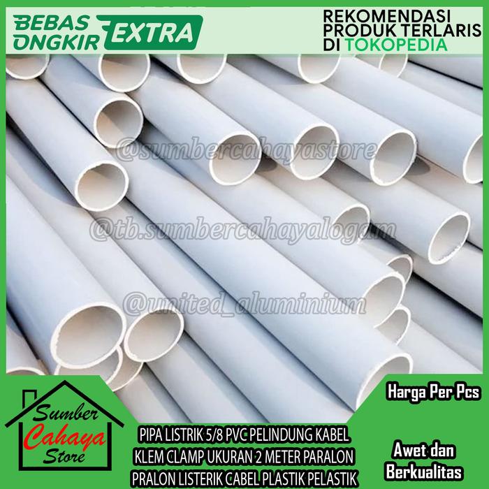Jual Pipa Listrik 5/8 Conduit PVC Pelindung Kabel Klem Clamp 2 meter ...