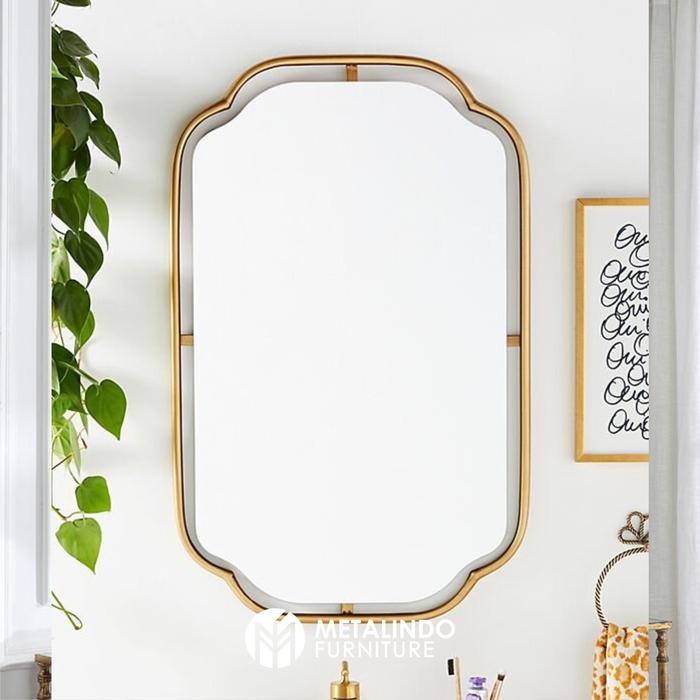 Jual cermin dinding minimalis hias custom, stainless steel frame mirror ...