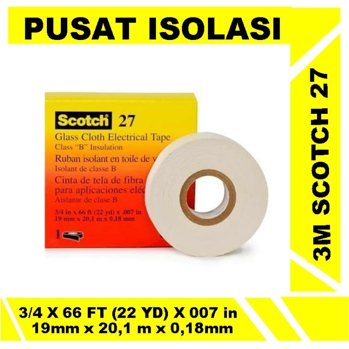 Jual 3M Scotch 27 Glass Cloth Electrical Tape / Isolasi Tahan Panas ...