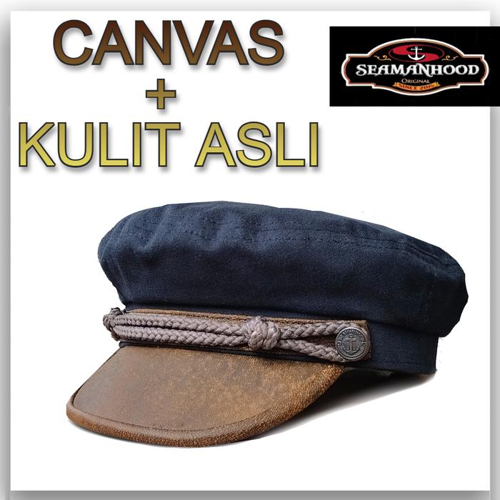 Jual Topi Pria Kapten Pelaut Vintage Fiddler Hat Sailor Cap Mix Kulit ...