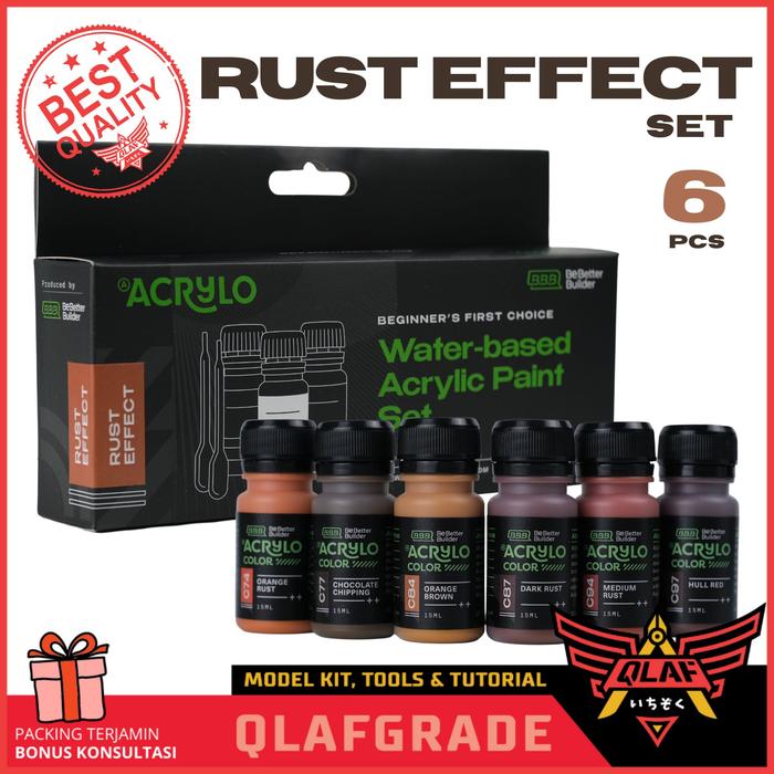 Jual RUST EFFECT SET Acrylo Paket Cat Gundam Effect Karat model kit brush - Kota Surabaya ...