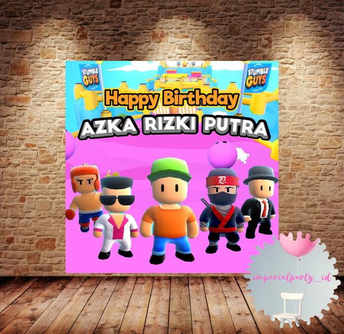 Jual Custom Happy Birthday Backdrop Banner Spanduk Ultah Stumble Guys ...