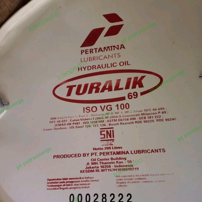 Jual Oli Hidrolik PERTAMINA TURALIK 69 ISO VG 100 - Jakarta Timur - pt patraenergy | Tokopedia